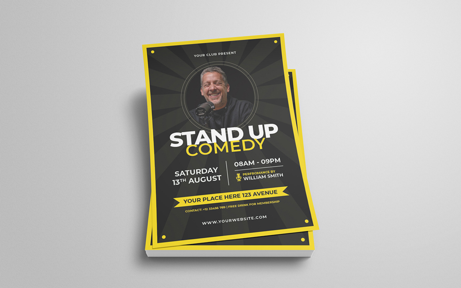Stand-Up Comedy Flyer Template #228210 - TemplateMonster