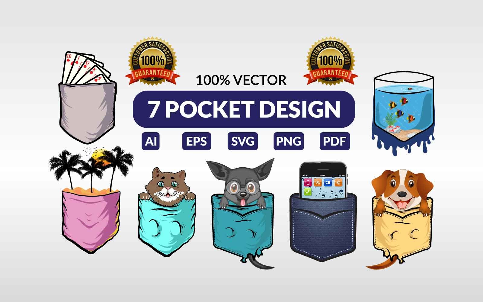 7 Pocket Design Bundle For T Shirt #228521 - TemplateMonster