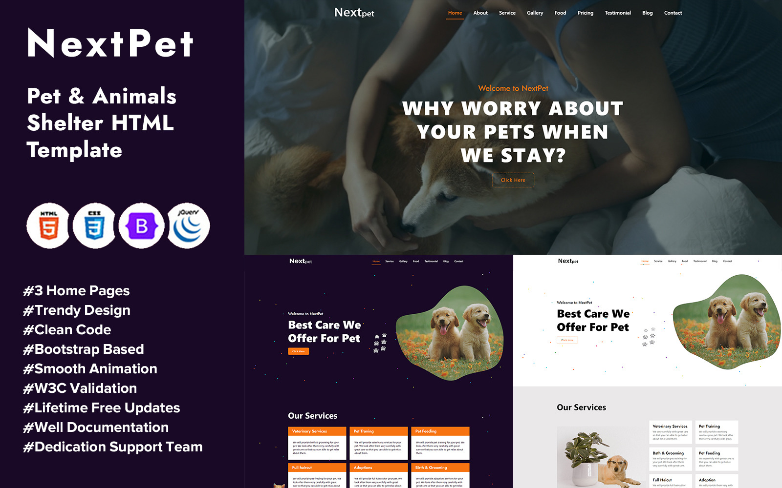 NextPet - Pet Animal HTML Template #229418 - TemplateMonster