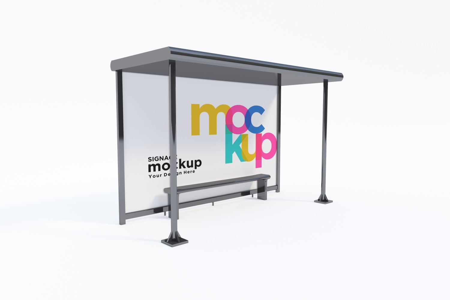 Bus Stop signage Mockup advertisement Template