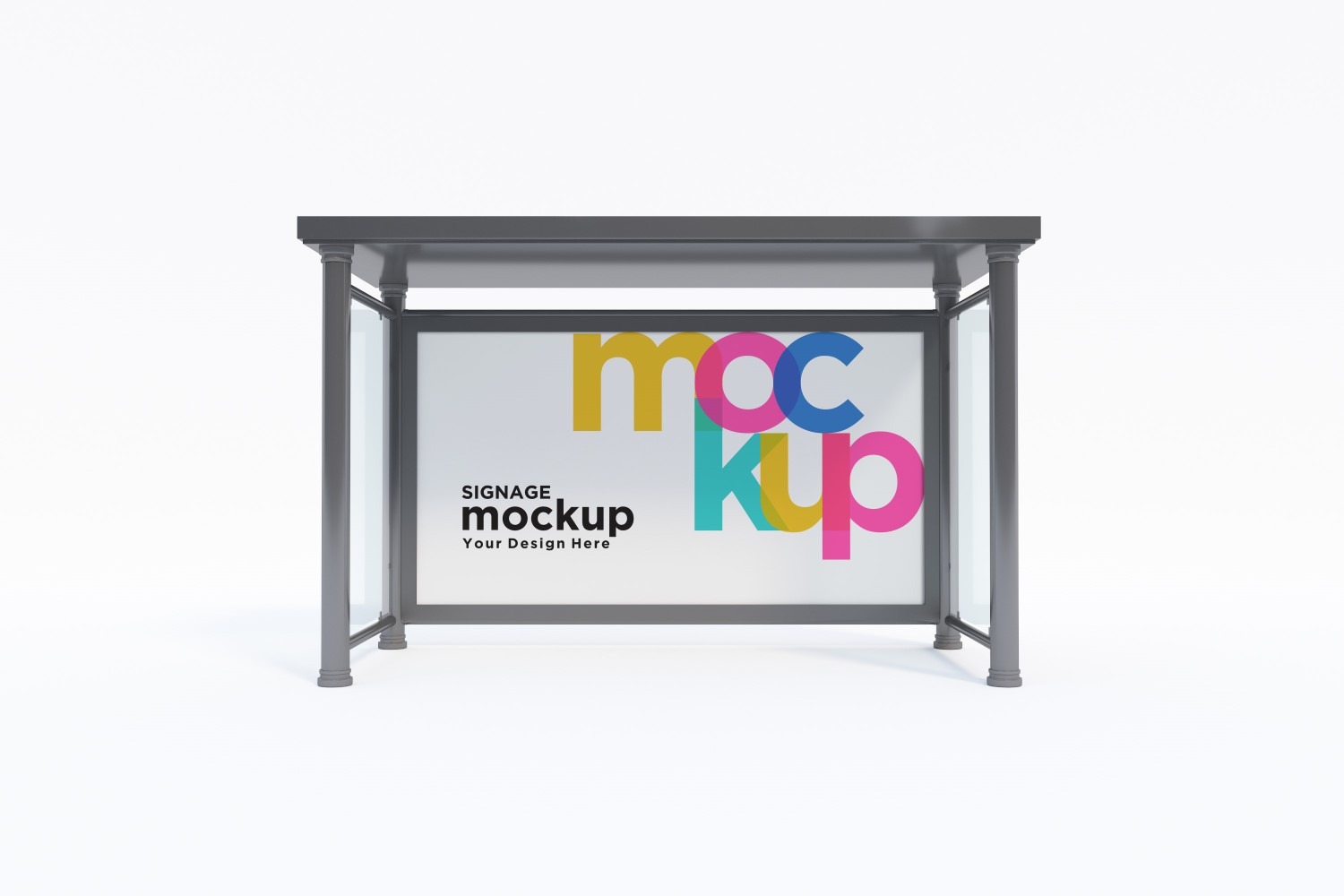 Bus Stop signage Mockup advertising Template