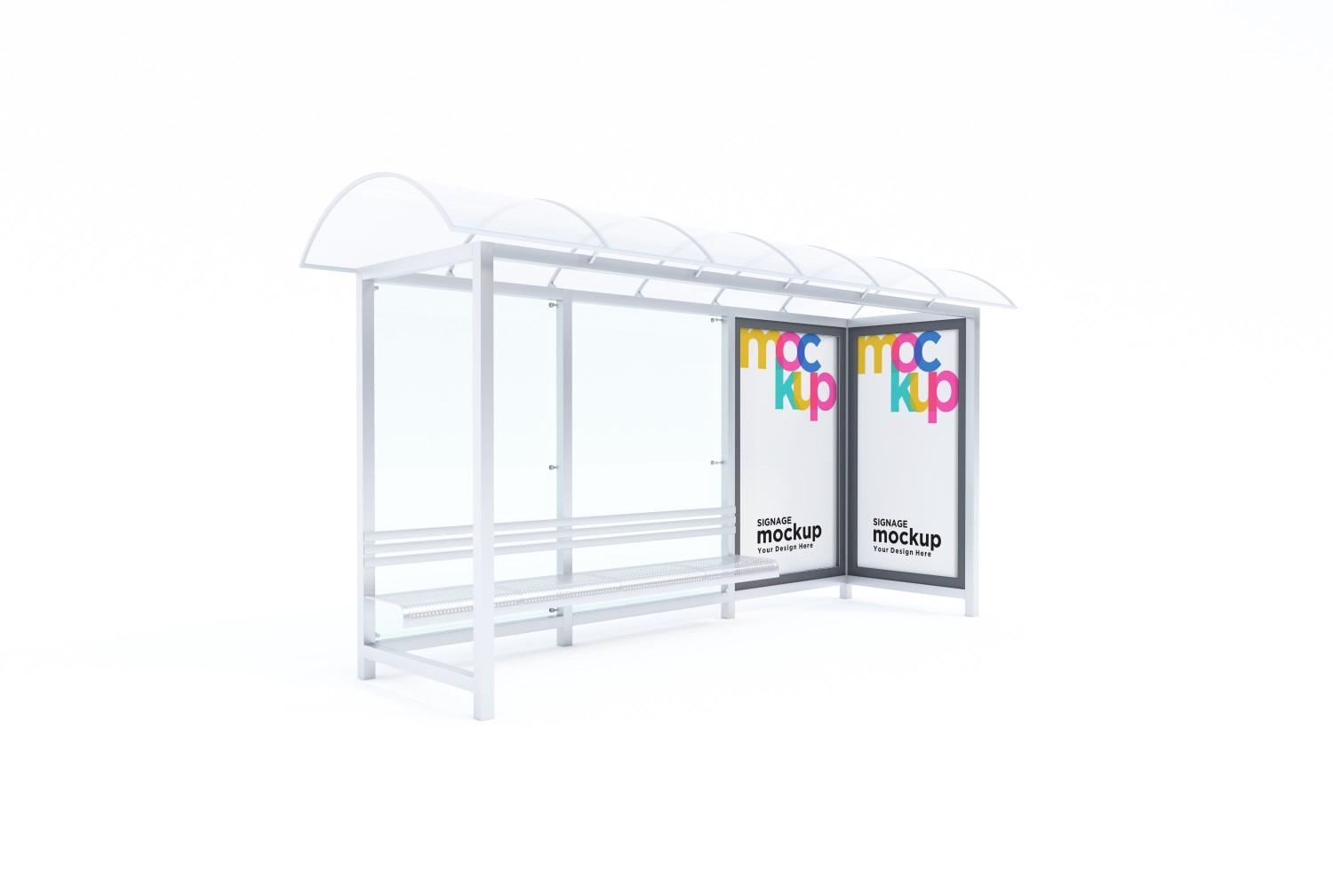 Bus Stop With Two signage advertisement Mockup Template