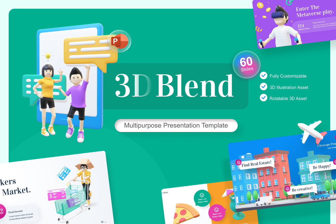 3D Blend Asset Creative PowerPoint Template - TemplateMonster