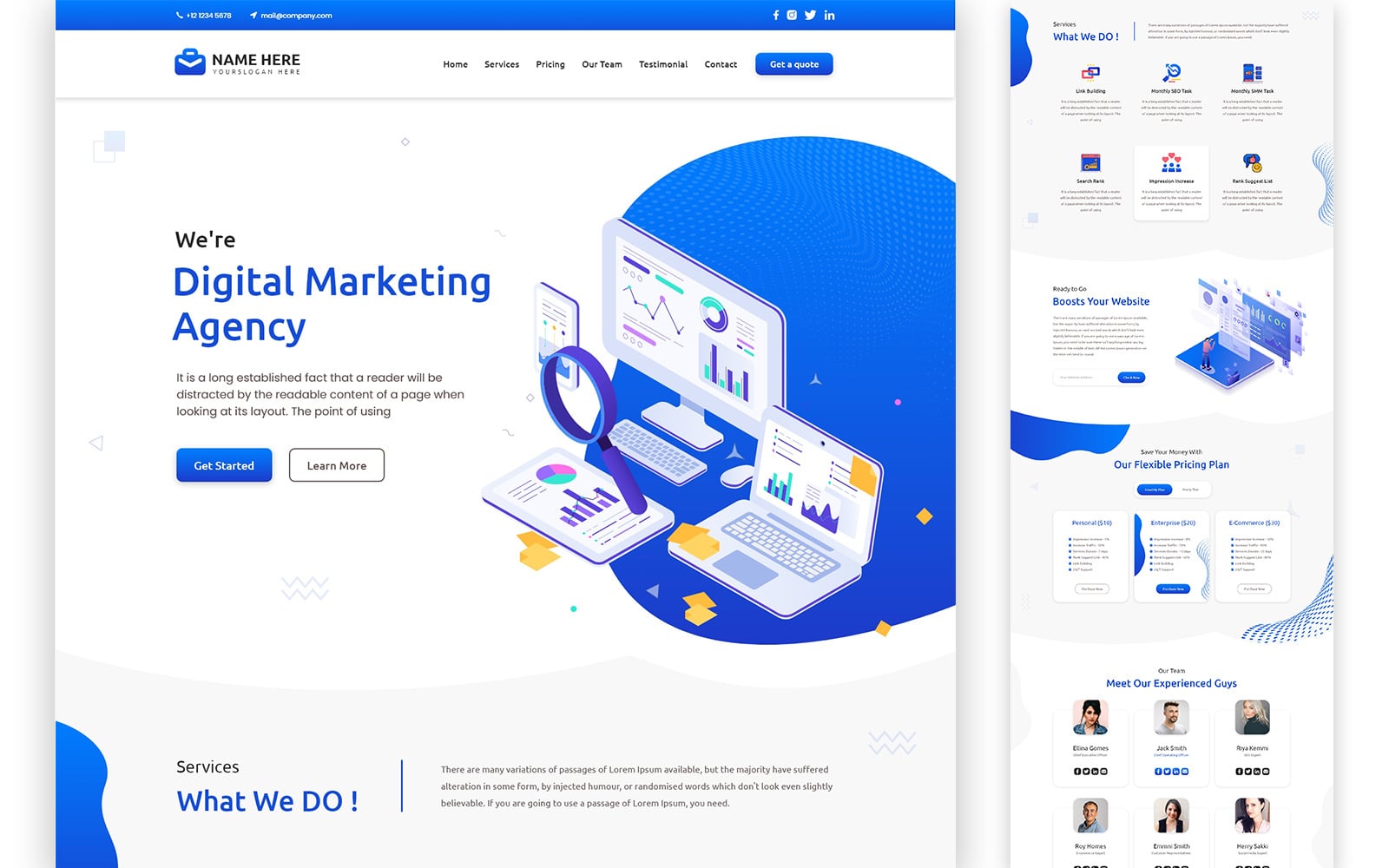 Marketing Agency One Page HTML5 Template - TemplateMonster