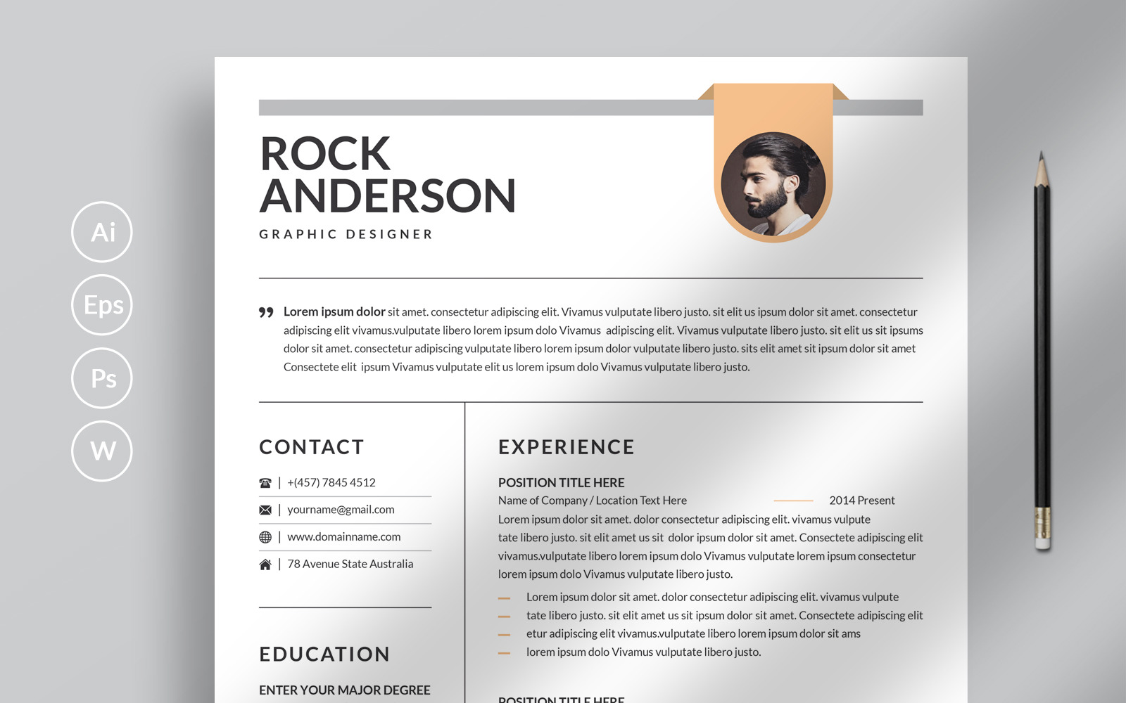 Professional & Clean Resume/CV Template - TemplateMonster