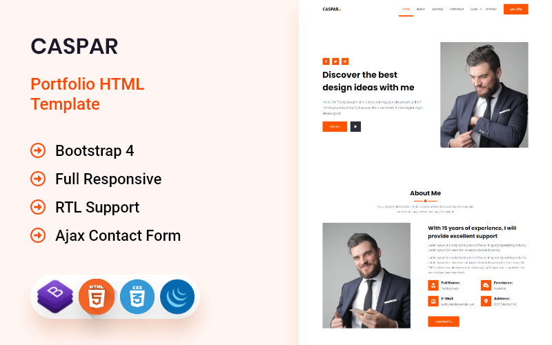 Caspar - Portfolio HTML Template #230408 - TemplateMonster