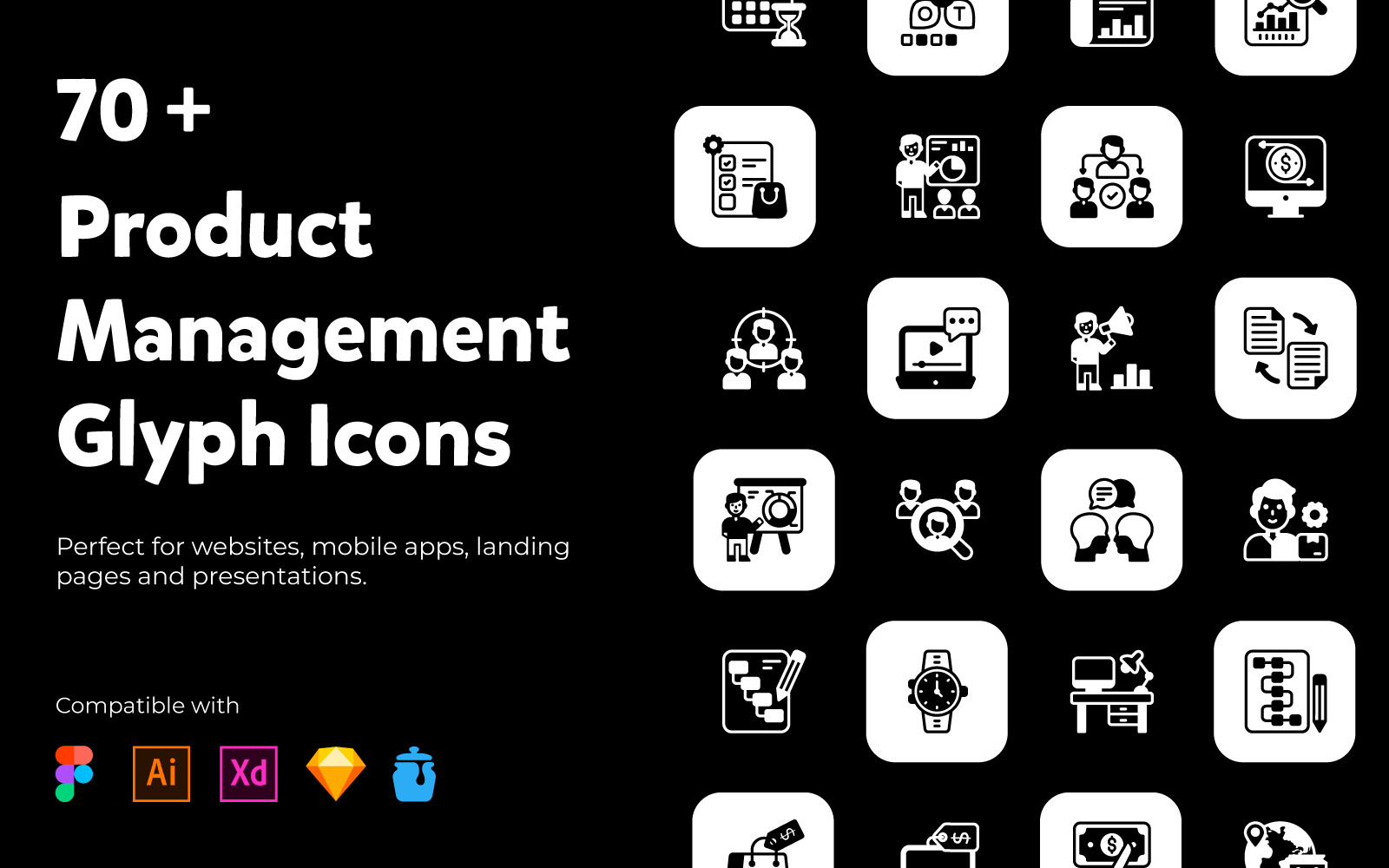 Product Management Glyph Icons #230512 - TemplateMonster