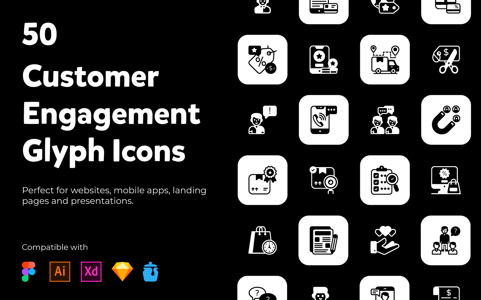Customer Engagement Solid Icons #230676 - TemplateMonster