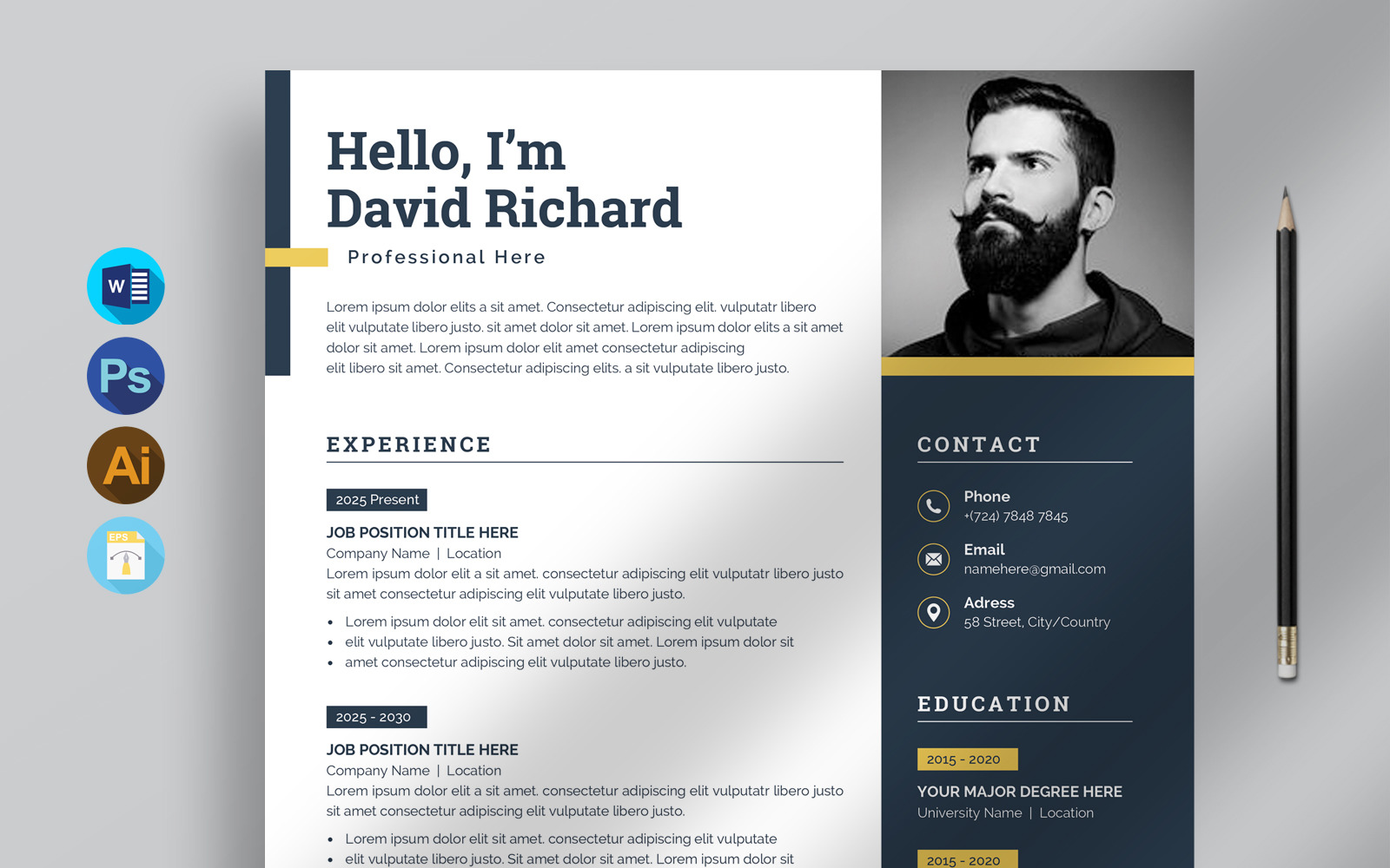 Modern & Simple Resume/CV Template - TemplateMonster