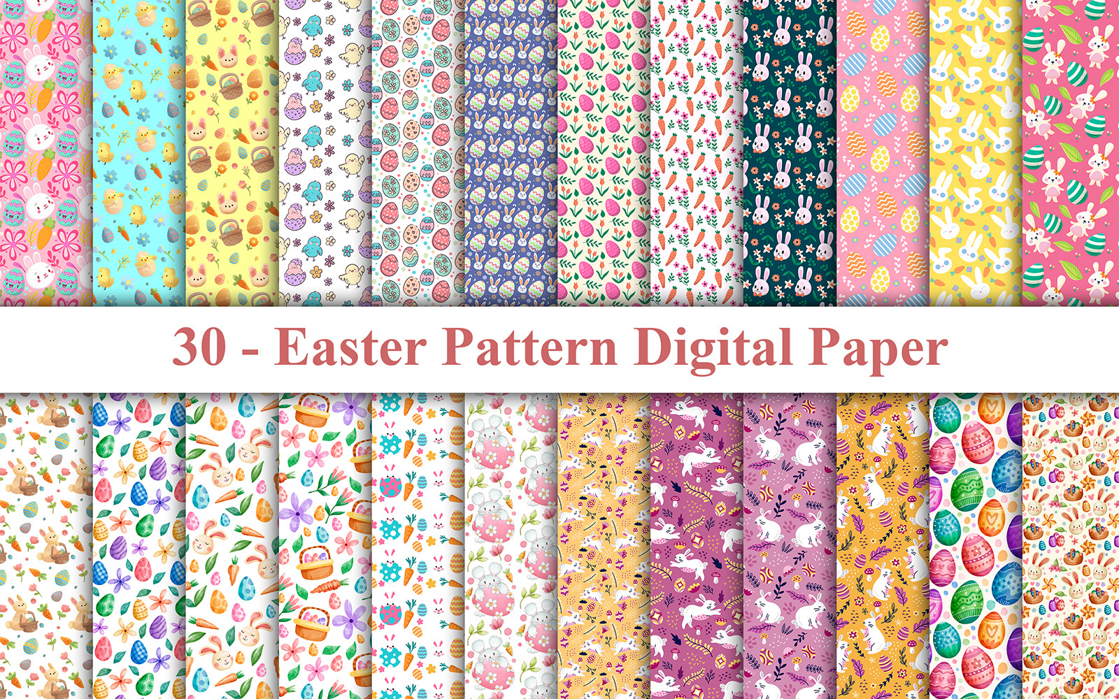 Happy Easter Pattern Digital Paper #230808 - TemplateMonster