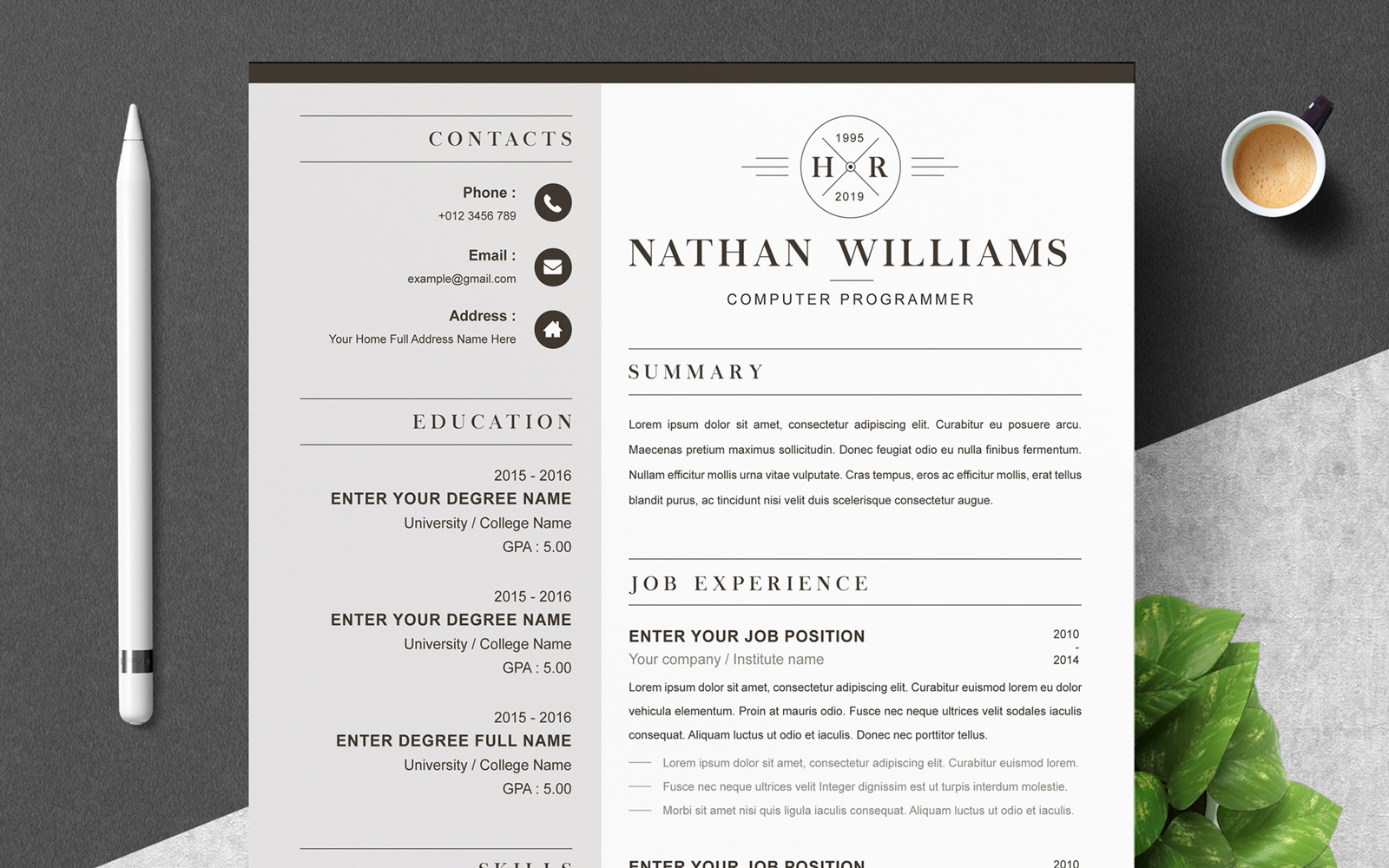 Nathan / Modern Resume Template #232014 - TemplateMonster