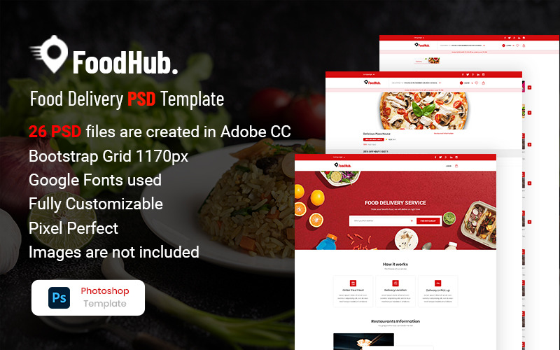 Foodhub – Food Delivery PSD Template - TemplateMonster