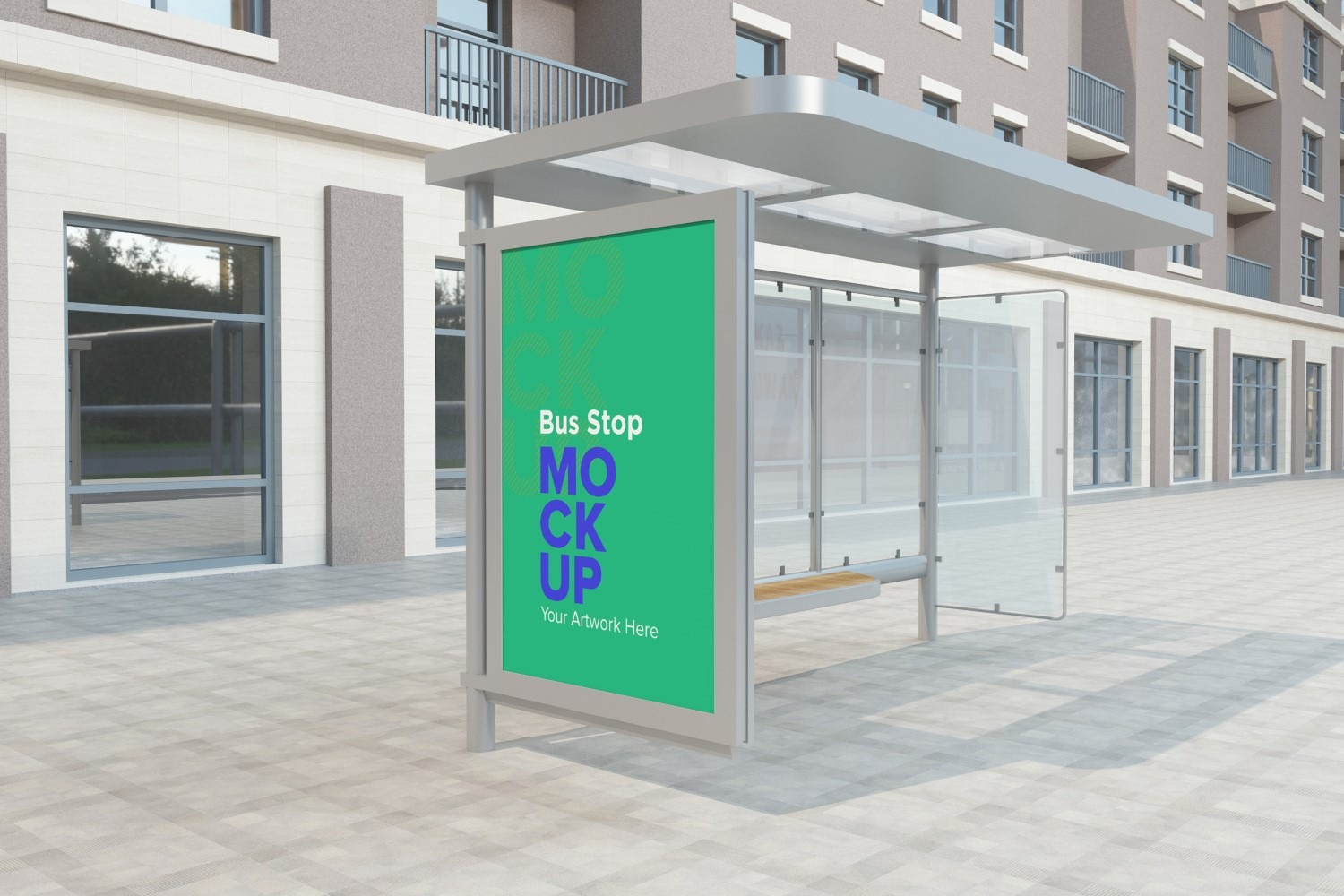 City Bus Stop Sign mockup Template v2 - TemplateMonster
