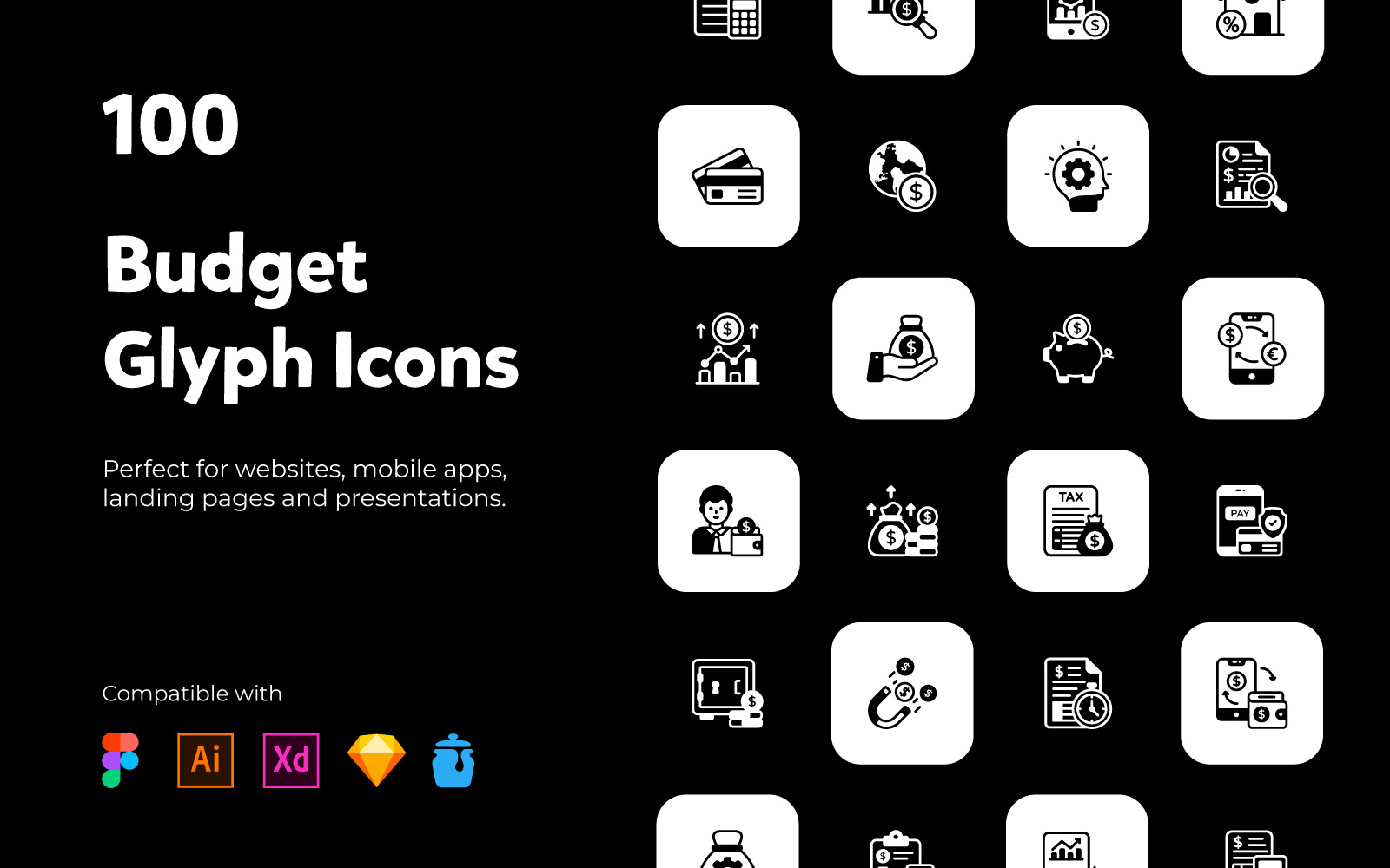 Pack of Trendy 100 Budget Icons #234055 - TemplateMonster