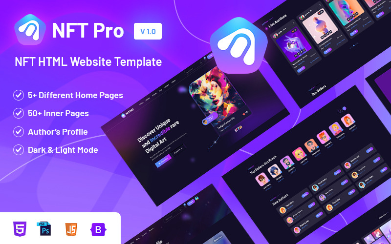 NftPro NFT Marketplace Top HTML5 Template - TemplateMonster