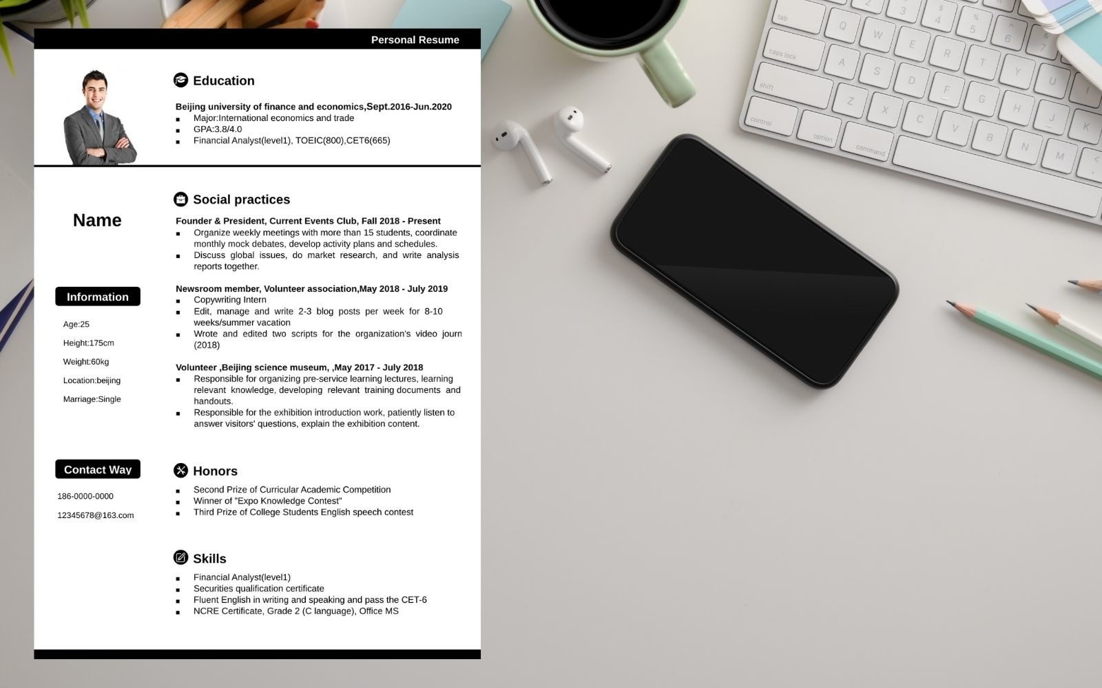 Professional Black resume / CV Template - TemplateMonster
