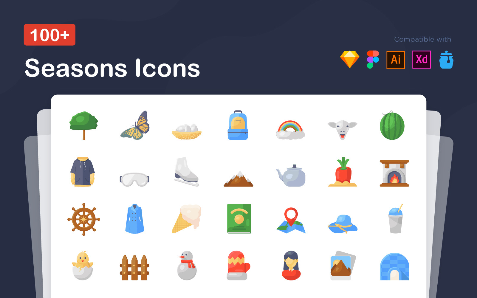 Seasonal Food and Accessories Icons #236583 - TemplateMonster