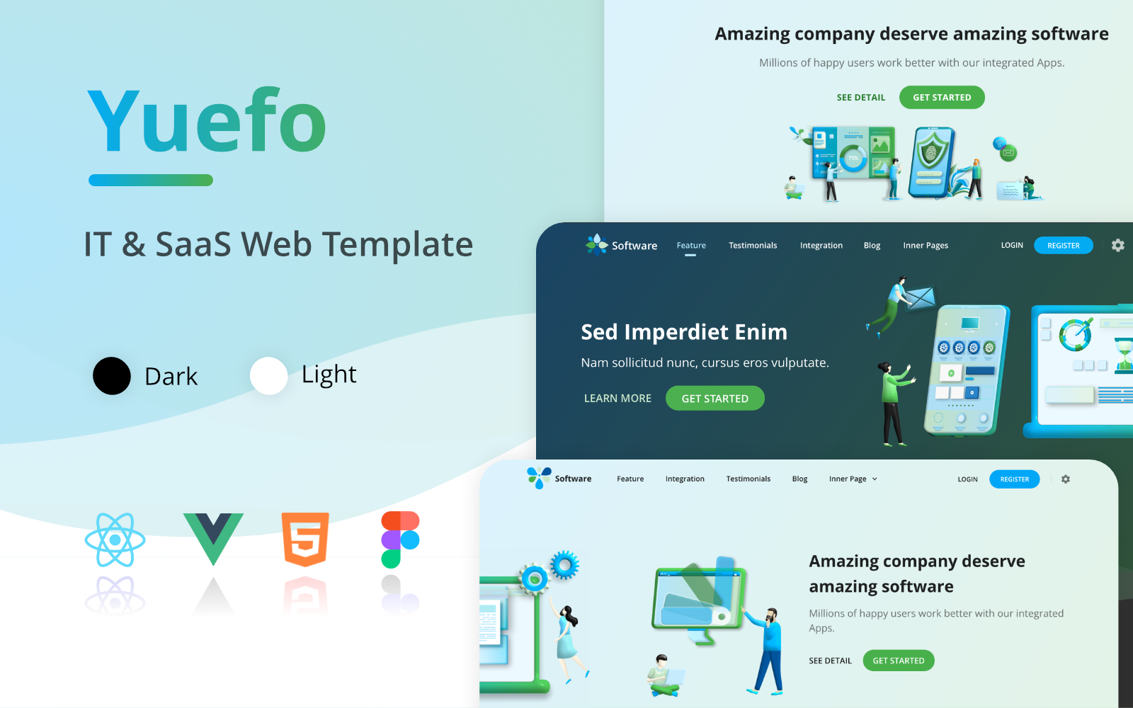 Yuefo React Vue Html Figma It Saas App Landing Page Template