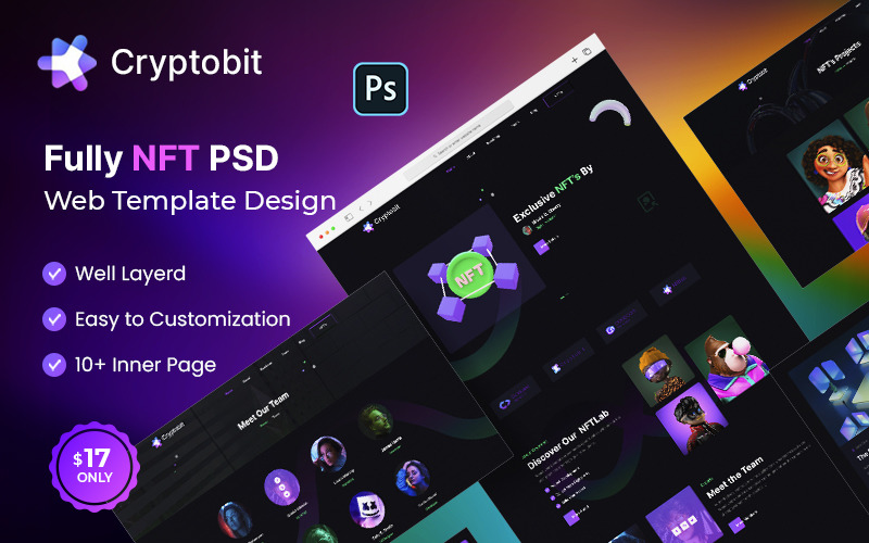 Cryptobit NFT Marketplace PSD Template - TemplateMonster