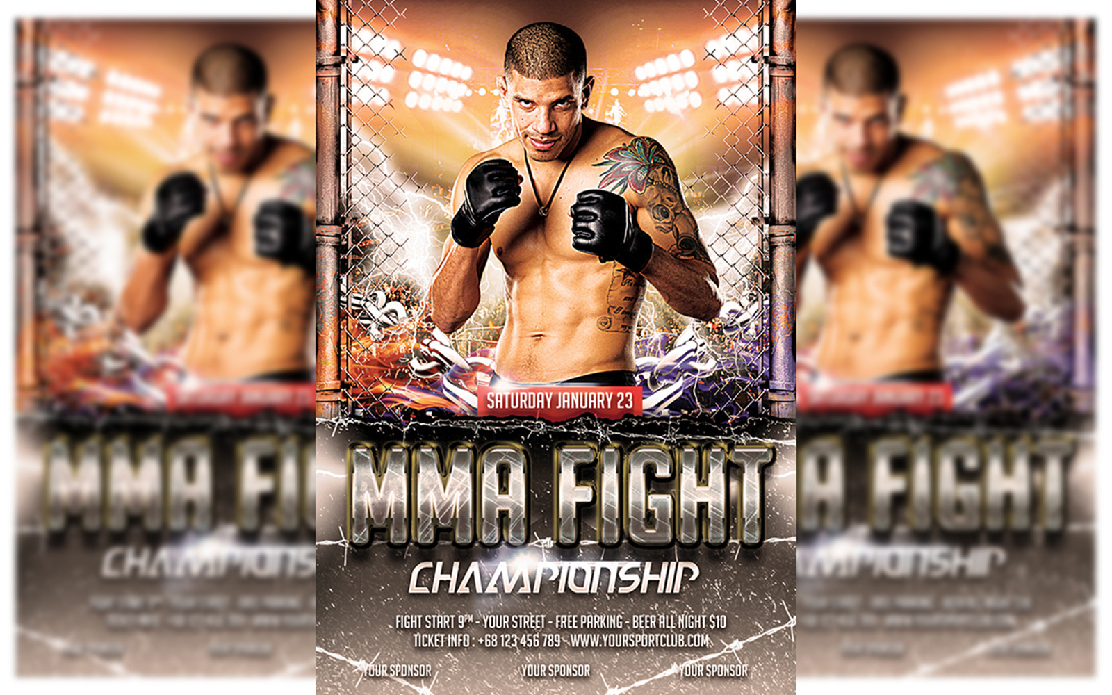 MMA Fighting Flyer Template #239891 - TemplateMonster