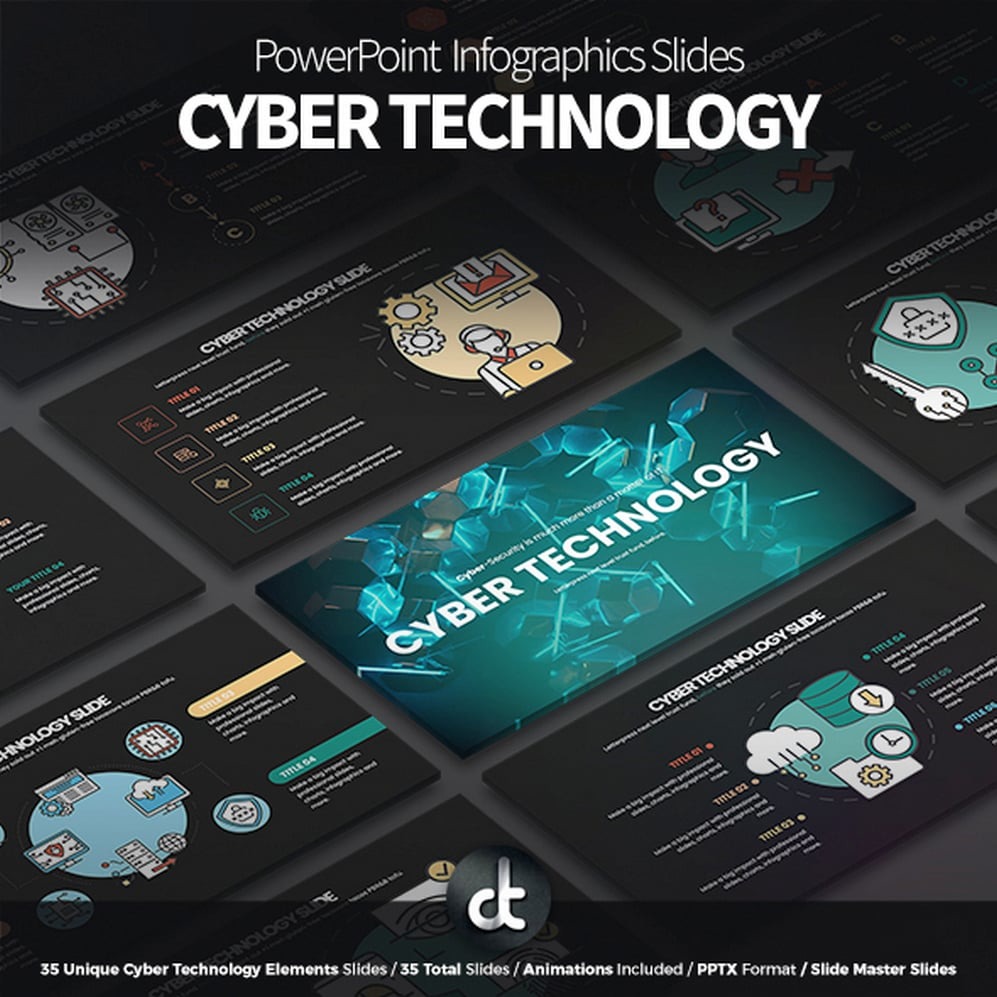 Cyber Technology — PowerPoint Infografiki Slajdy