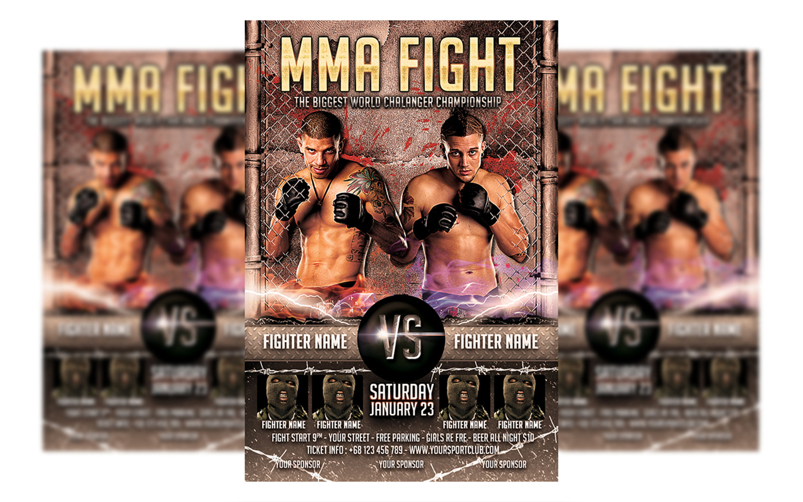 New MMA Fighting Flyer Template #241542 - TemplateMonster
