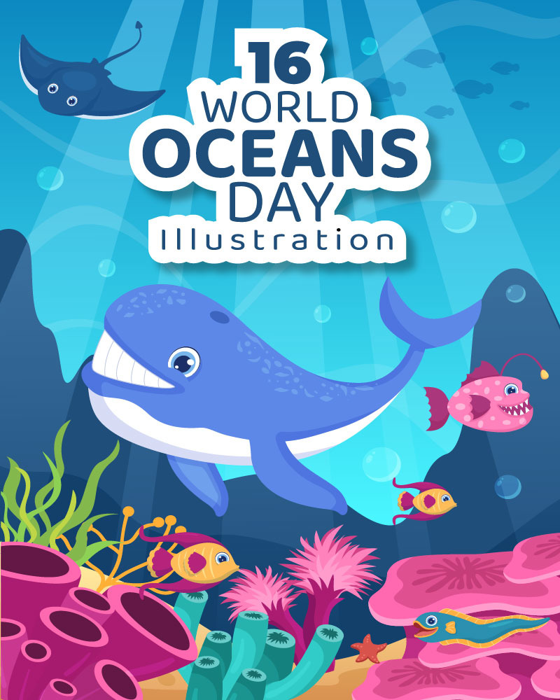 16 World Ocean Day Design Illustration - TemplateMonster