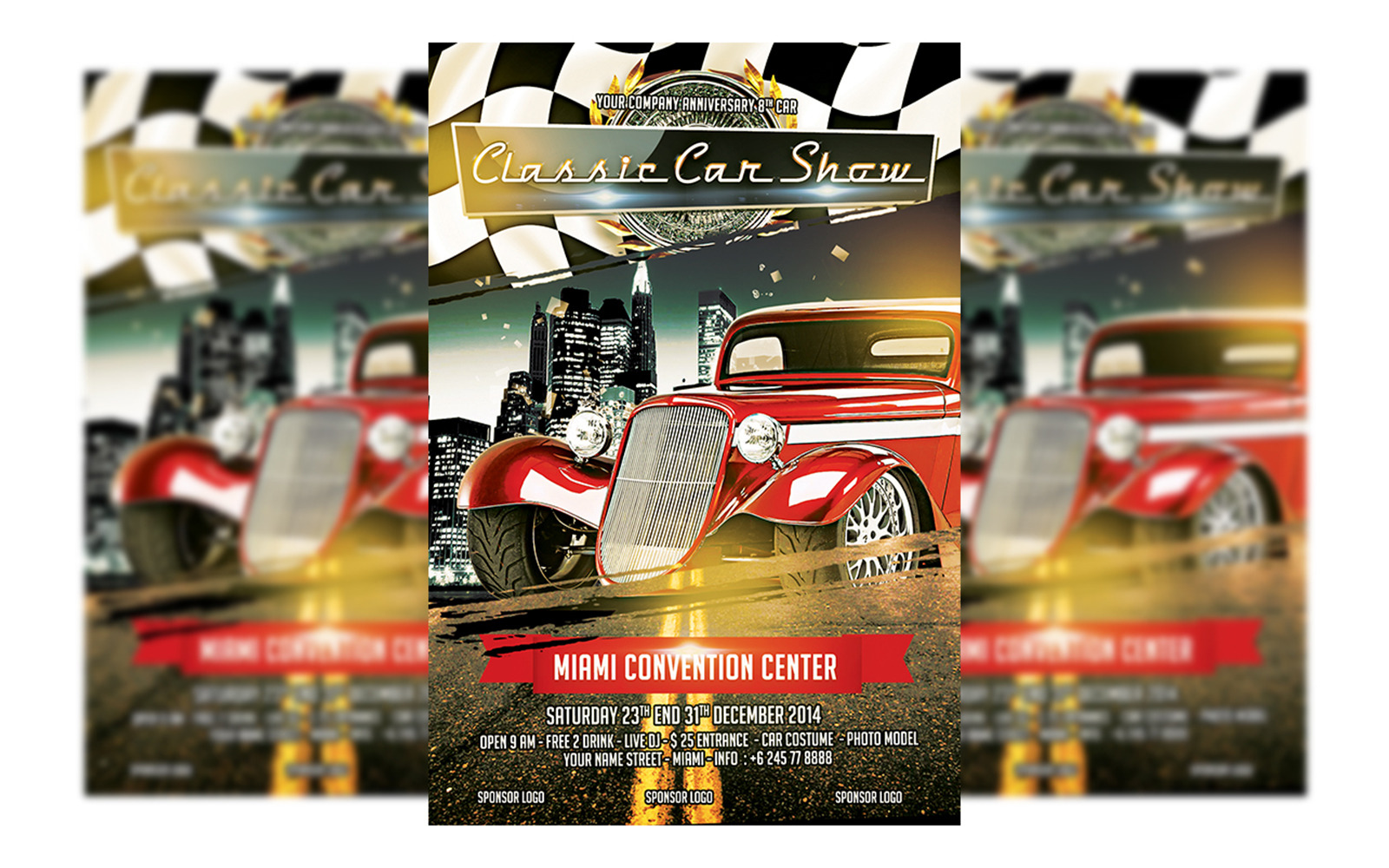 Classic Car Show flyer #3 #243290 - TemplateMonster