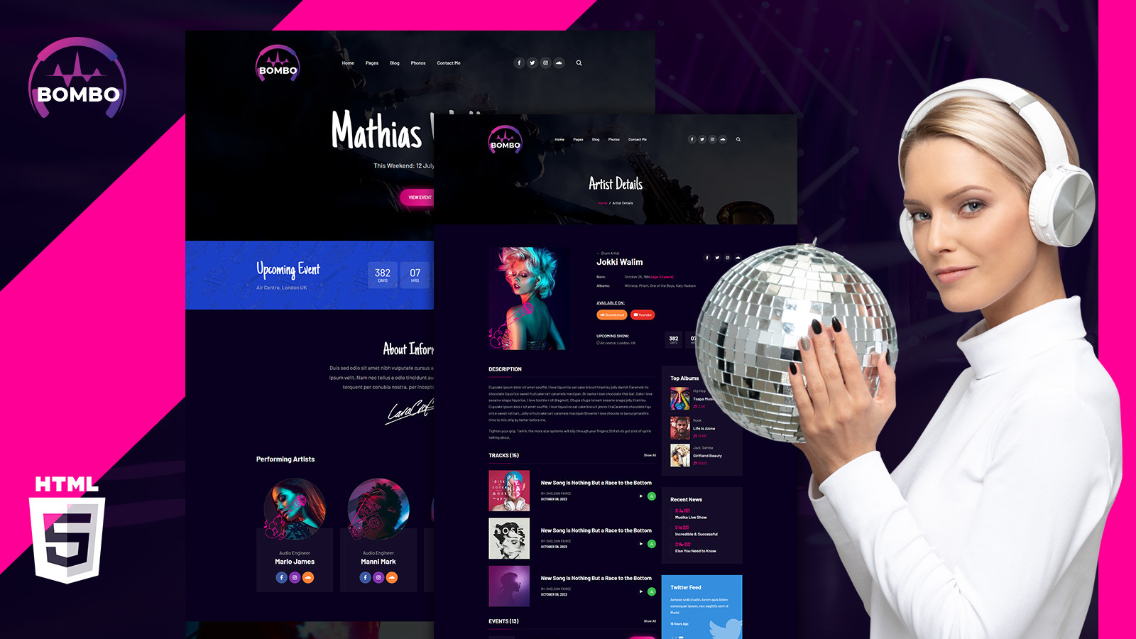 Bombo Music Artist Blog HTML5 Website Template