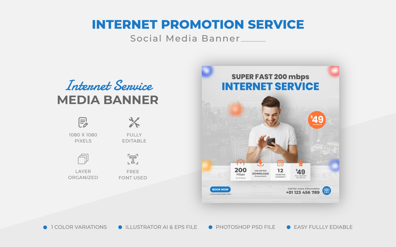 Broadband Internet Service Social Media Post Design Template