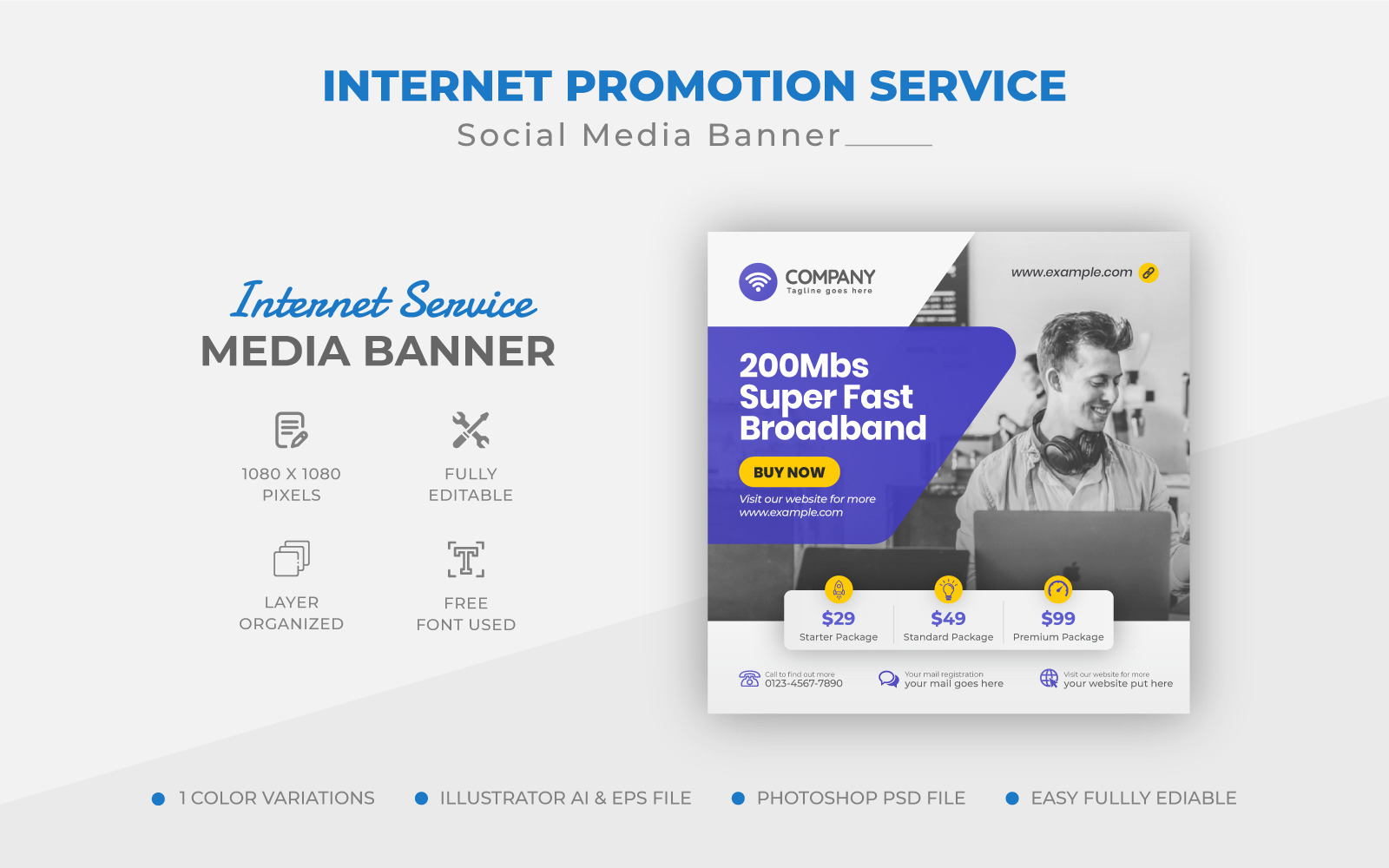 Modern Broadband Internet Social Media Post Design Template
