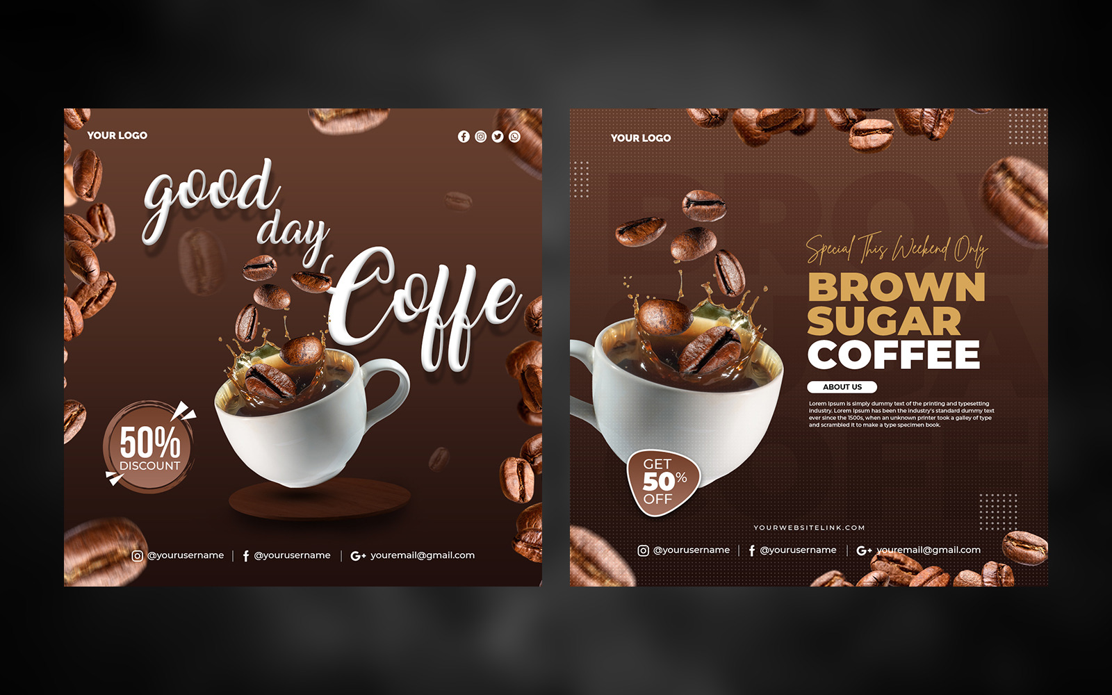 Coffee Social Media Templates #246134 - TemplateMonster