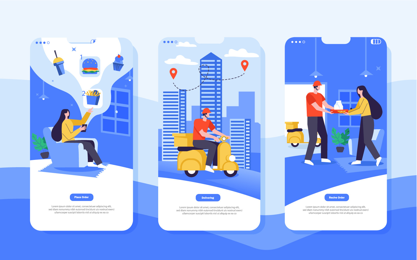 Food Delivery Apps Design Free Illustration Concept Vector