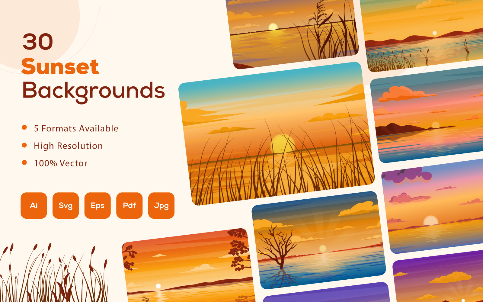 30 Sunset Beautiful Backgrounds #246405 - TemplateMonster