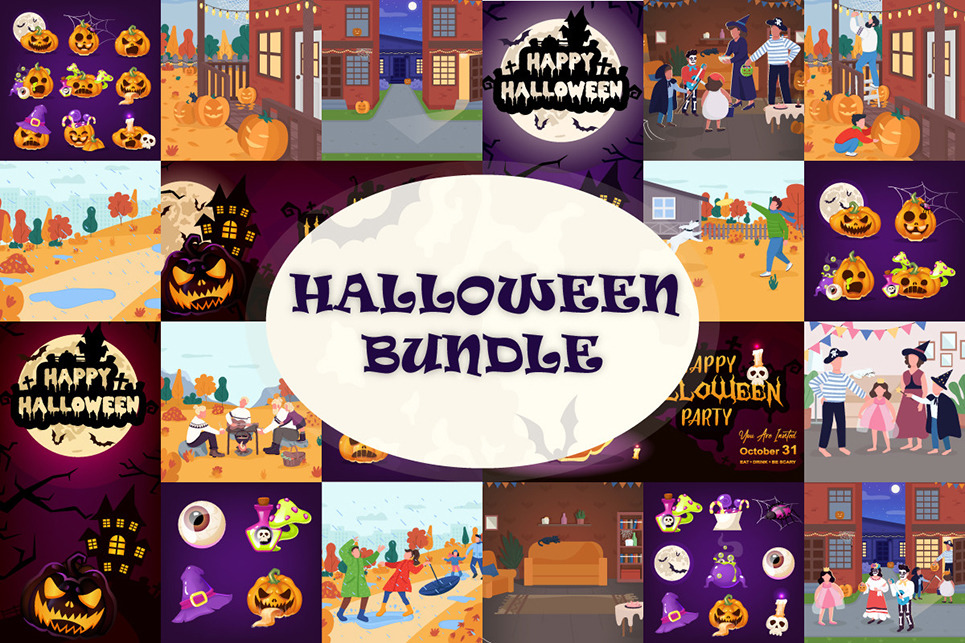 Halloween Illustration Bundle #247332 - TemplateMonster