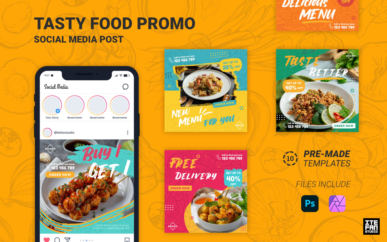 Tasty Food Promo Social Media Post #247588 - TemplateMonster