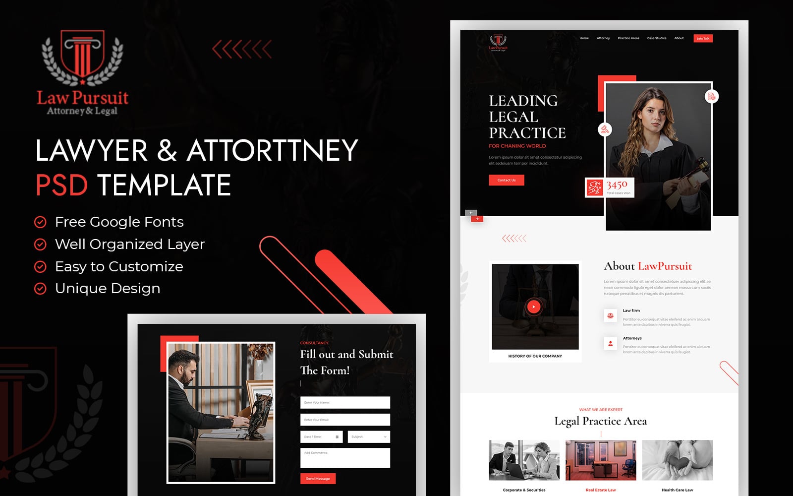 LawPursuit - Lawyer & Attorney PSD Template