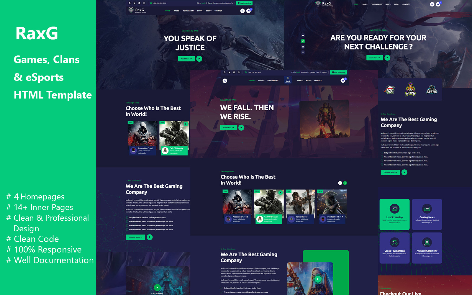 RaxG - Games, Clans & eSports HTML Template
