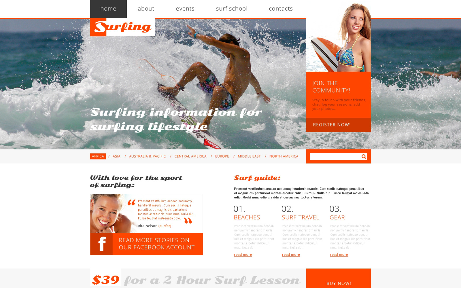 Free Surfing Responsive Website Template - TemplateMonster