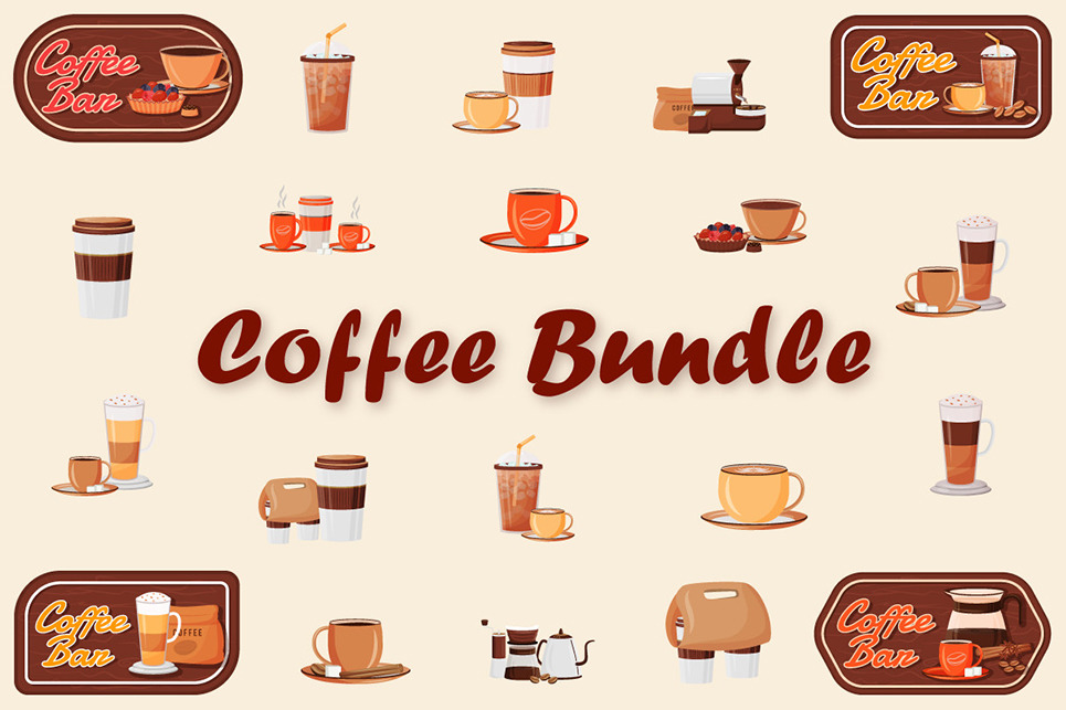 Coffee Illustration Bundle #249503 - TemplateMonster