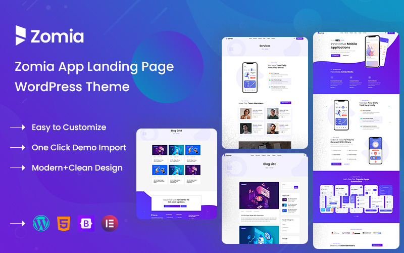 Zomia App Landing WordPress Theme #249702 - TemplateMonster