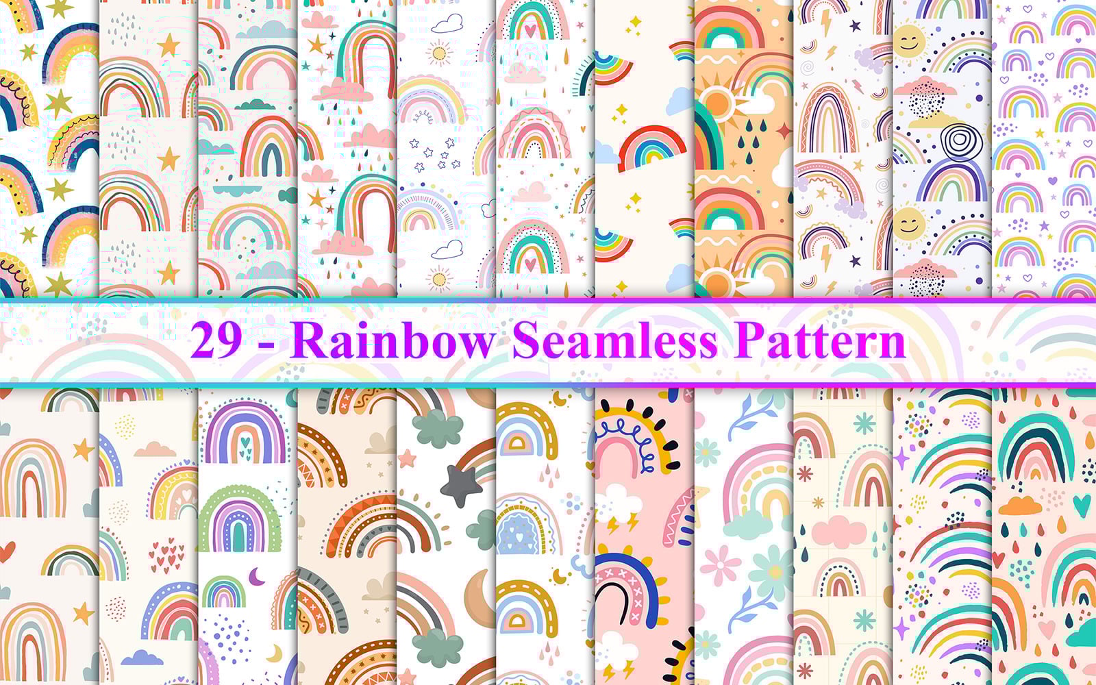 Rainbow Seamless Pattern, Rainbow Pattern - TemplateMonster