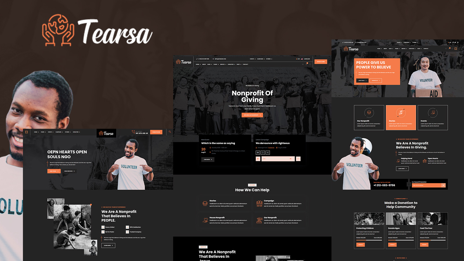 Tearsa Dark NonProfit Charity HTML Template - TemplateMonster