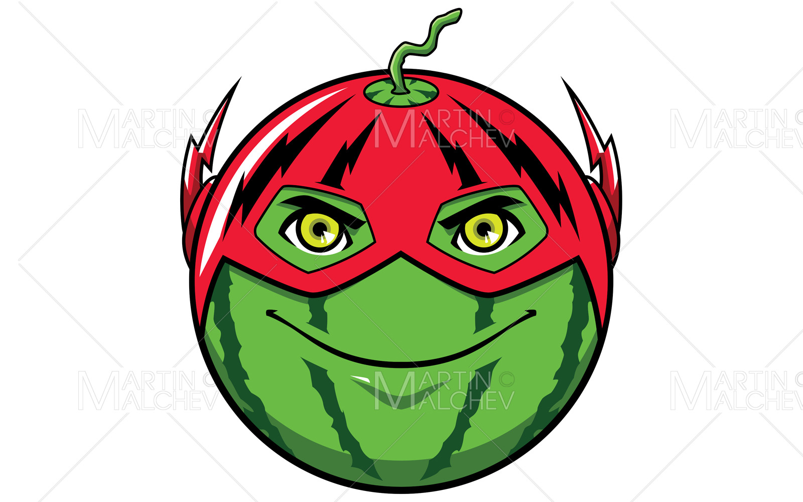 Illustration vectorielle de pastèque super-héros mascotte
