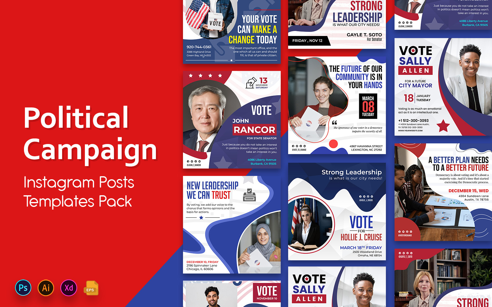 Political Campaign Social Media Instagram Post Templates
