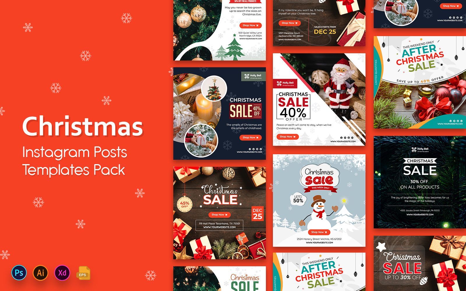 Christmas Sale Social Media Posts Templates - TemplateMonster