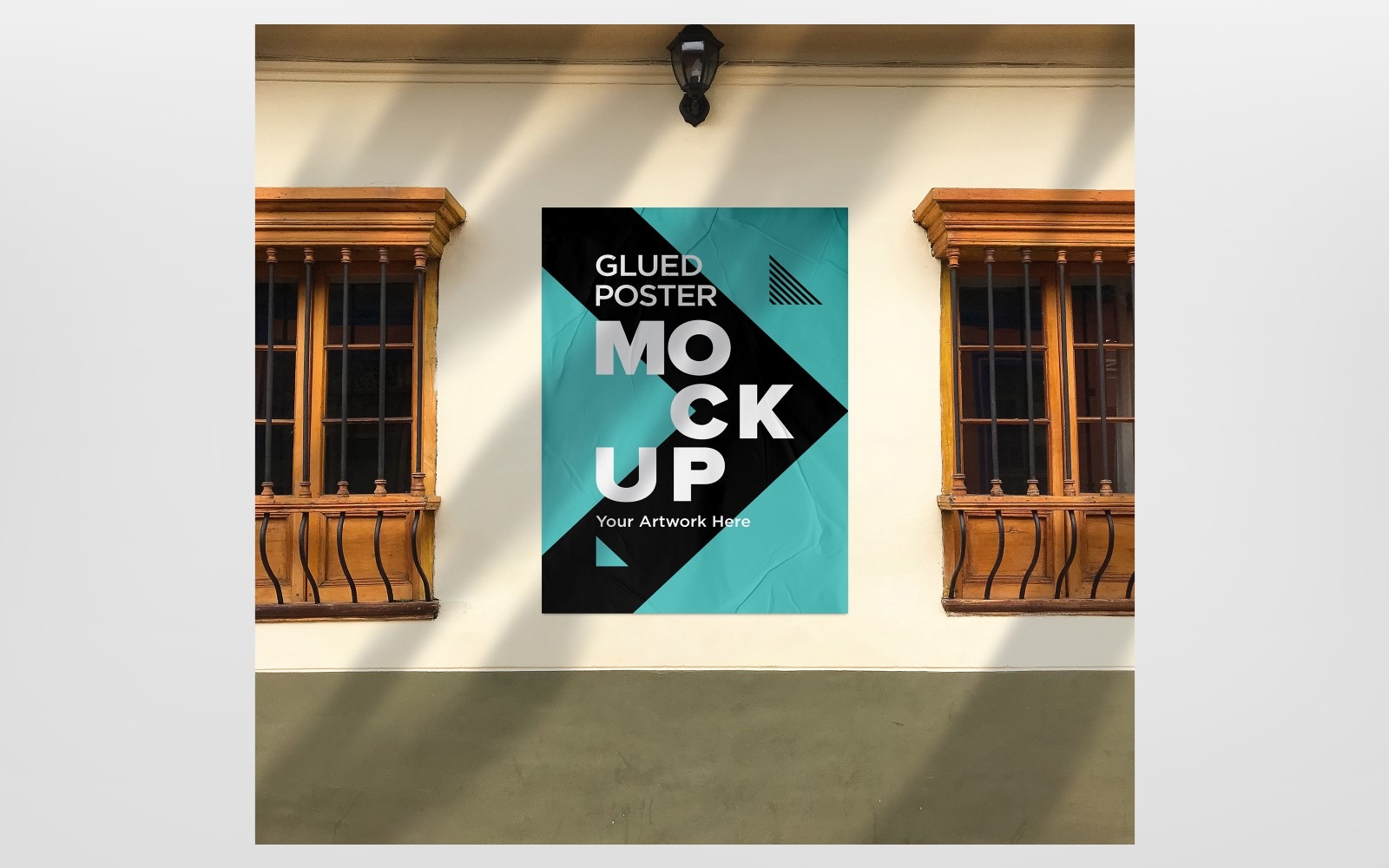 Glued Poster Mockup, Shadow Overlay Effect - TemplateMonster