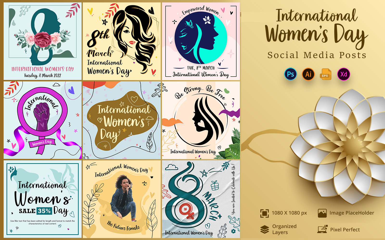 International Womens Day Social Media Post - TemplateMonster