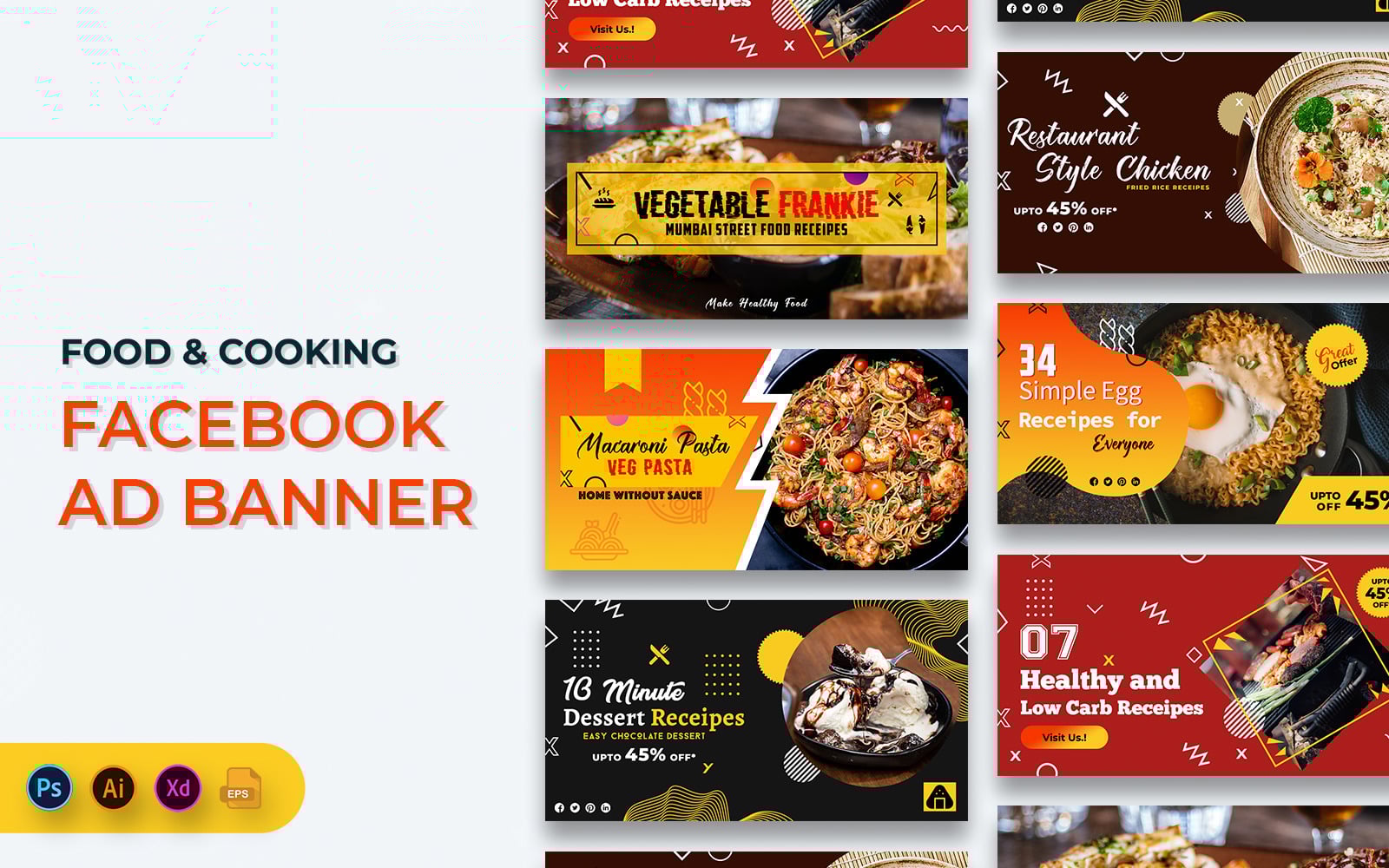Food and Restaurant Facebook Ad Banners - TemplateMonster