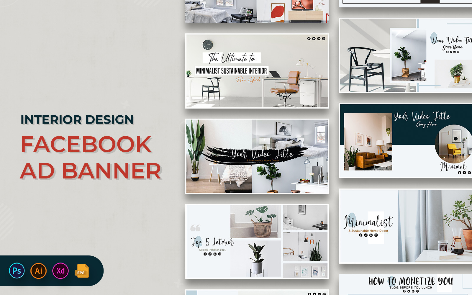 Interior Design Facebook Ad Banners #252888 - TemplateMonster